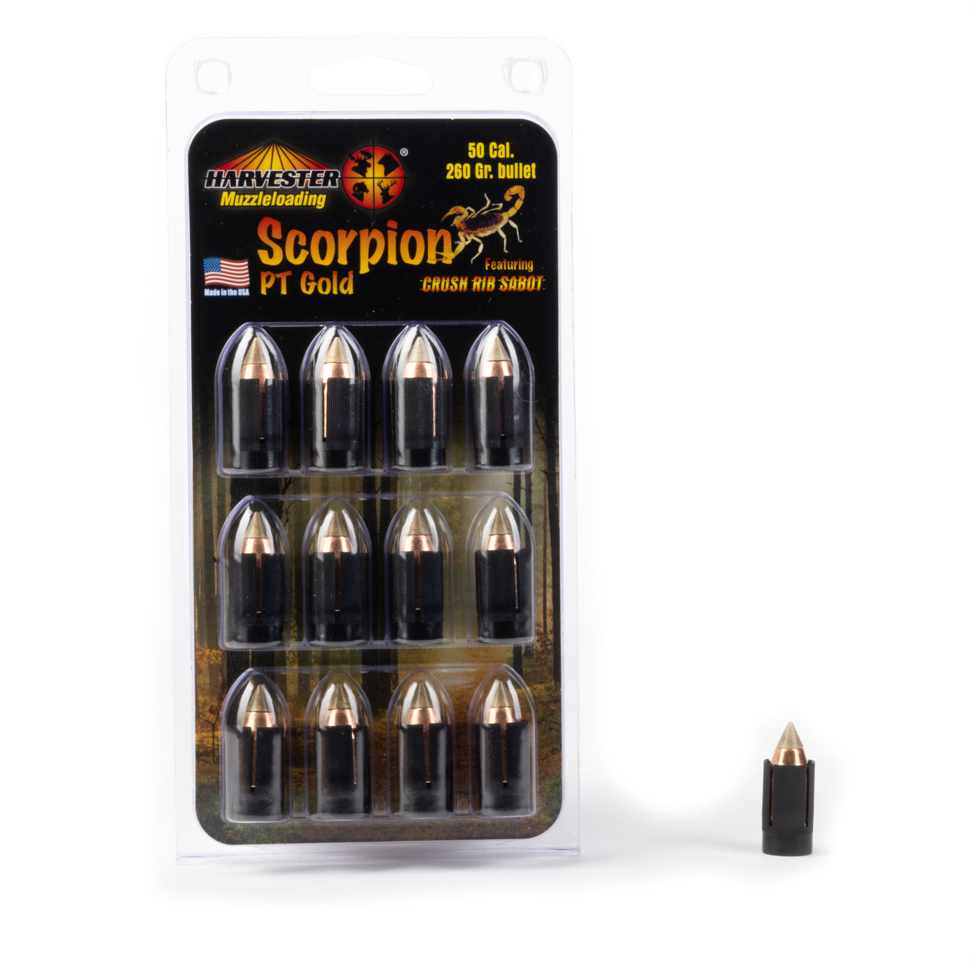 Scorpion - PT Gold - 50 Caliber Sabots - 260 Grain .451 Bullets (12 Pa ...